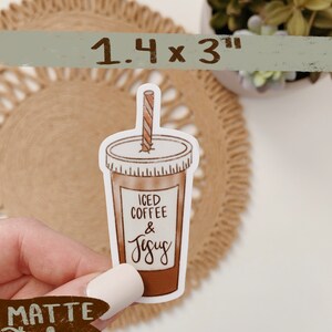 Iced Coffee & Jesus Sticker/ Christian Girl Sticker/ Matte - Etsy