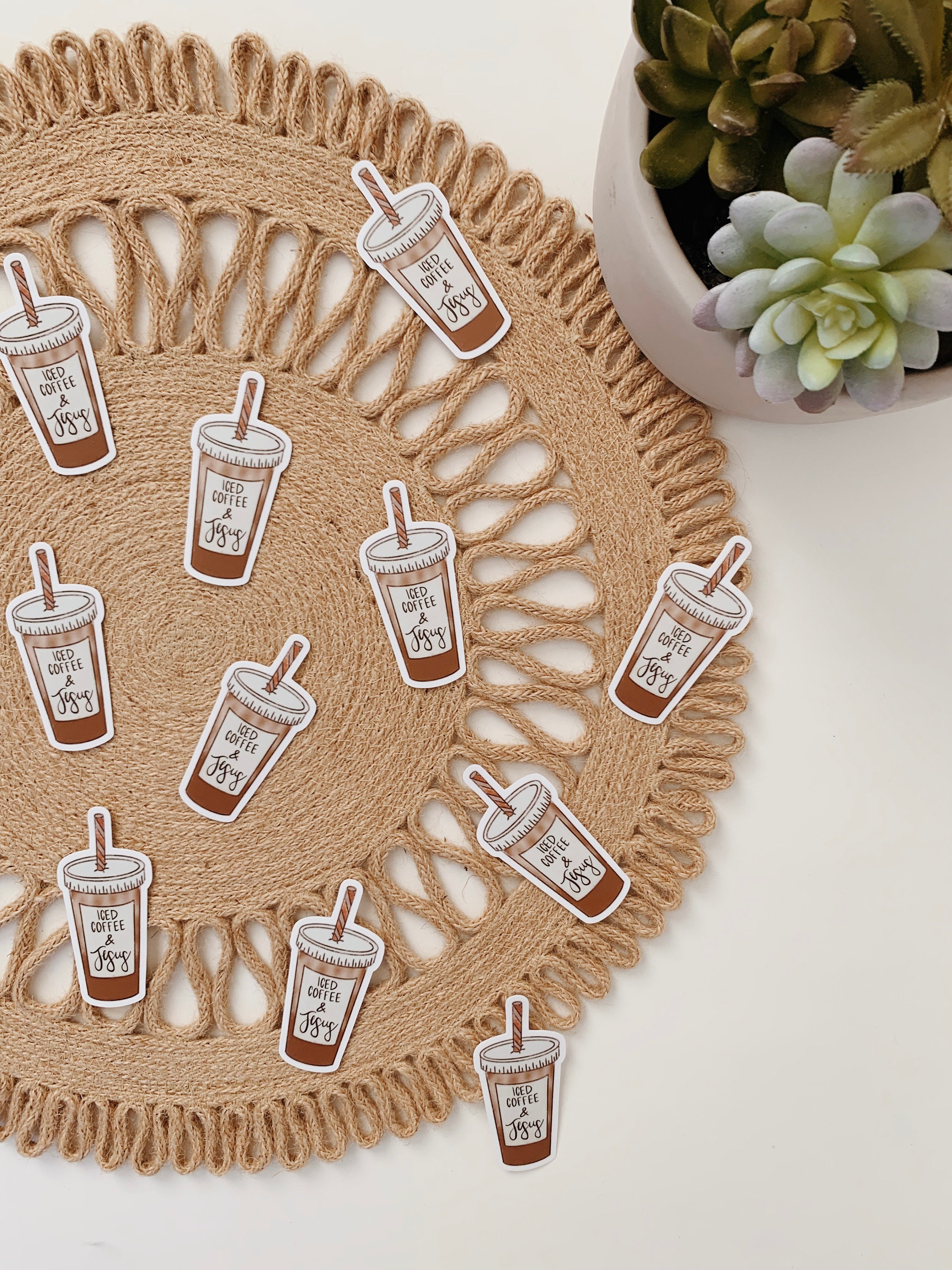 Iced Coffee & Jesus Sticker/ Christian Girl Sticker/ Matte - Etsy