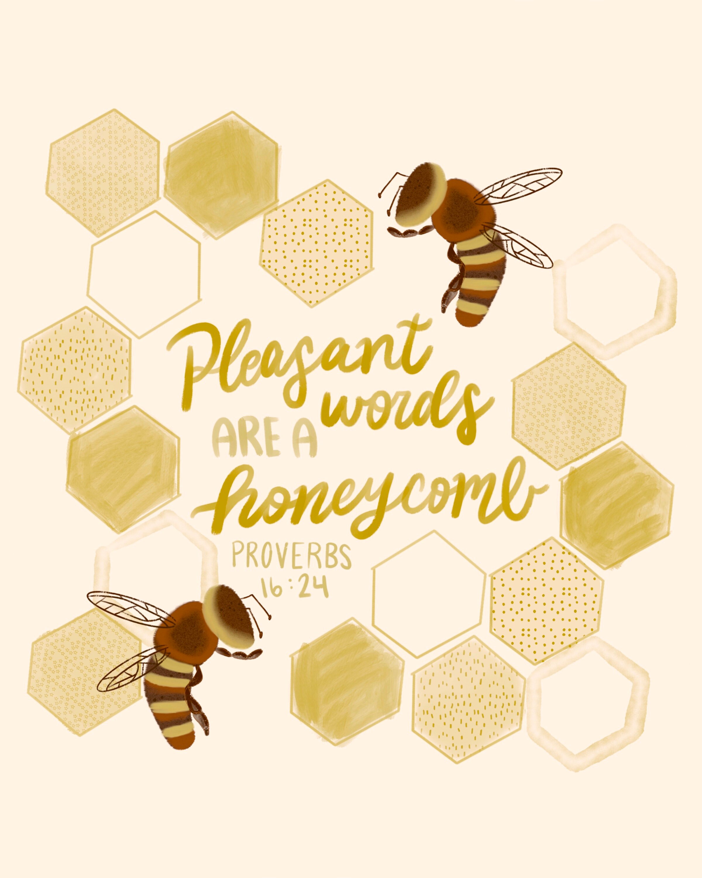 Pleasant Words Are a Honeycomb Art Print / Honeycomb Quote / Honey Bee ...