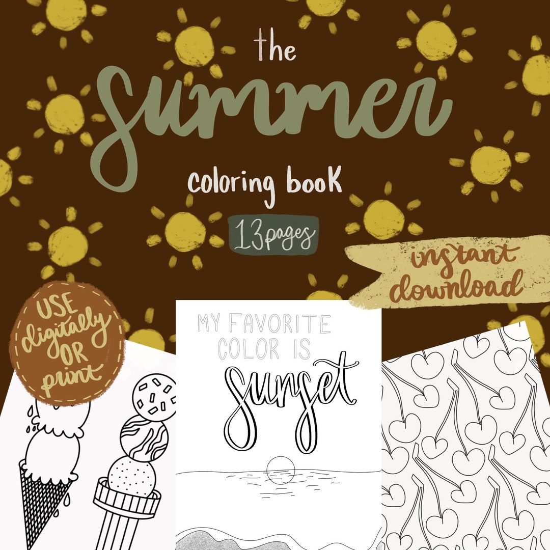 Summer Coloring Book: 13 Sunshine Pages (digital Download, PDF) - Etsy