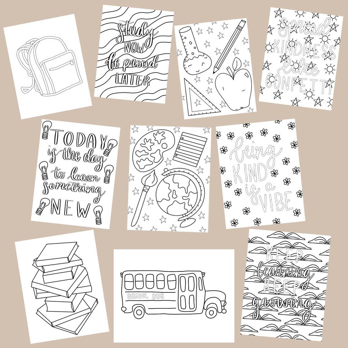 Back to School Coloring Book/ Digital Coloring Book/ Printable Coloring ...
