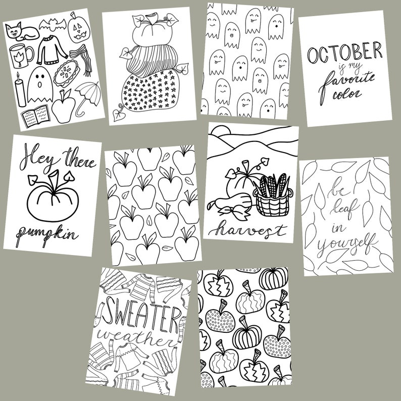 Autumn Coloring Book/ Digital Coloring/ Fall Coloring - Etsy