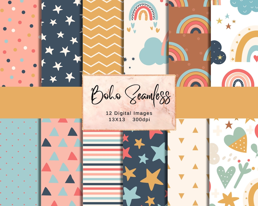 Boho Digital Wallpaper, Rainbow Background, Digital Download - Etsy