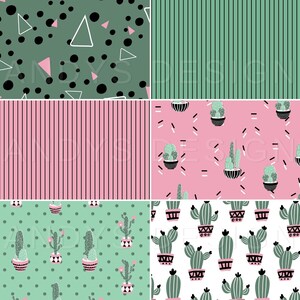 Cactus Digital Paper, Pastel Clip Art, Wallpaper - Etsy