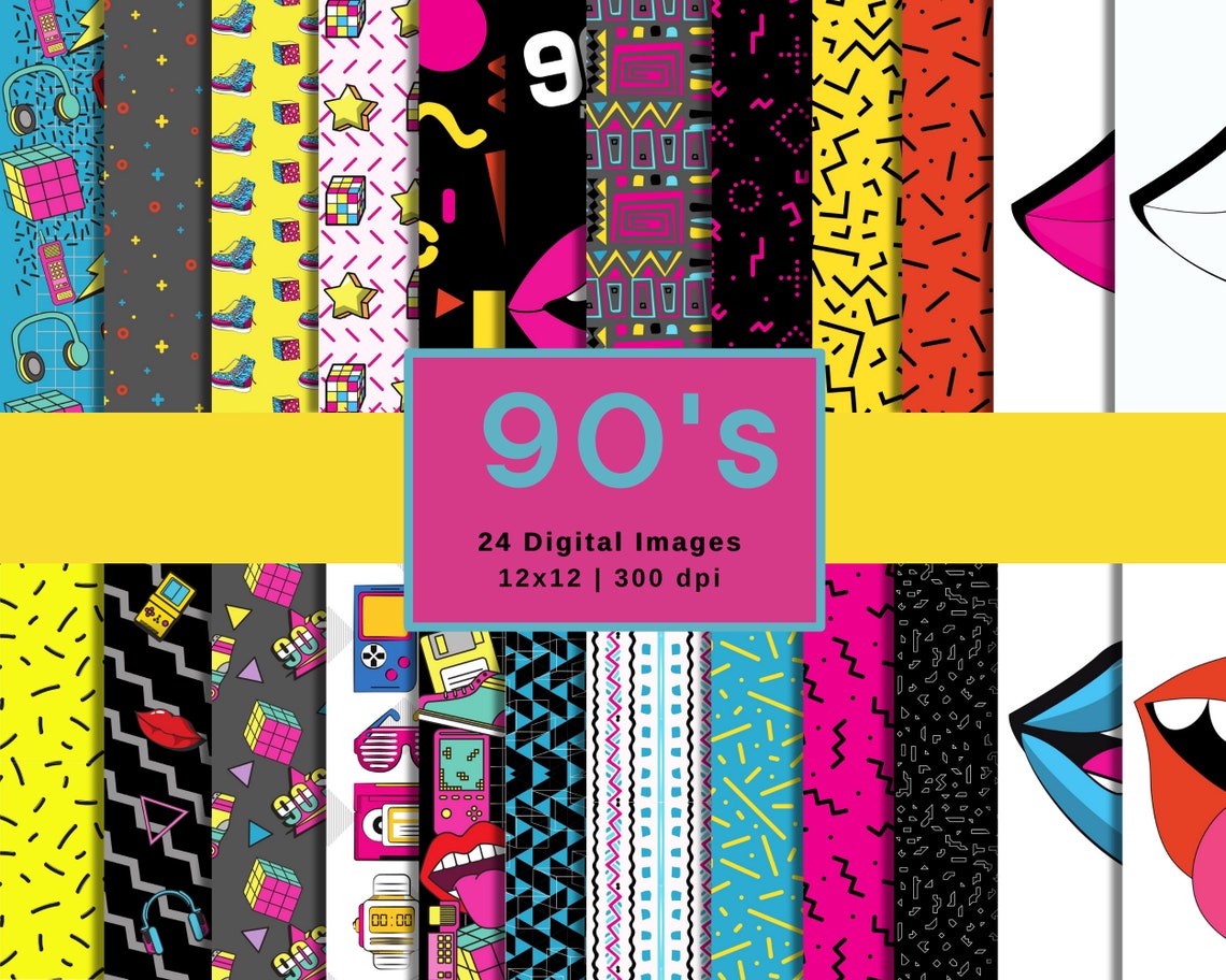 90's Digital Paper, Scrapbooking, Wallpaper, 90s Retro Paper - Etsy