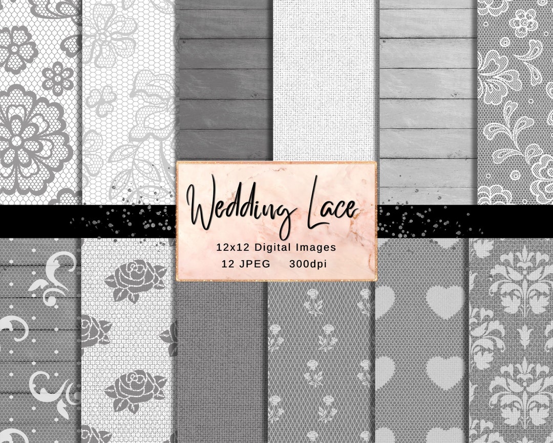 Elegant Rustic Lace Wedding Digital Paper Bundle - High Quality ...