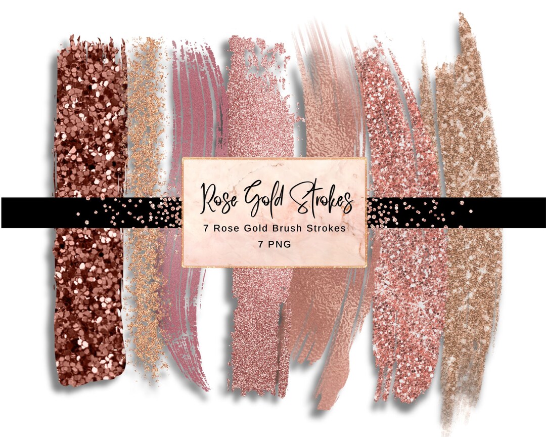 Rose Gold Brush Strokes Digital Download, 7 PNG Clip Art, Transparent ...