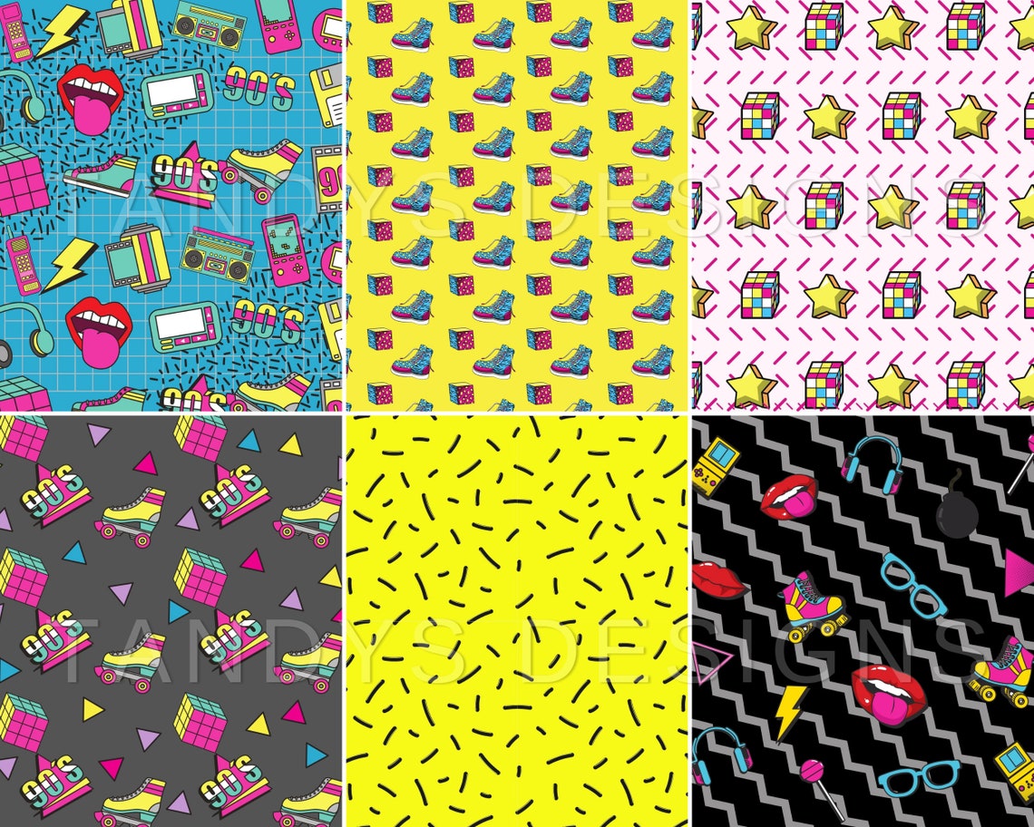 90's Digital Paper Scrapbooking Wallpaper 90s Retro - Etsy
