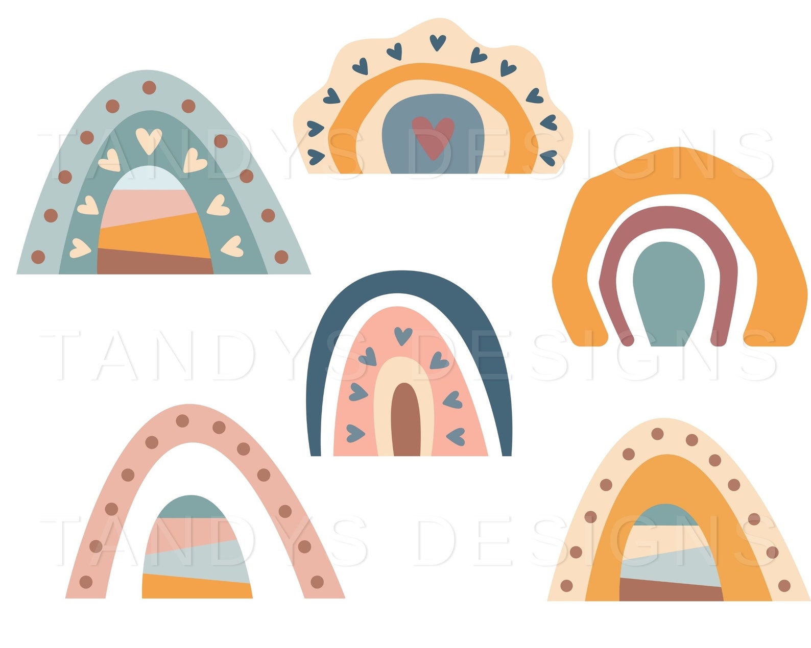 Boho Rainbow Clip Art and Wallpaper Downloadable Paper - Etsy
