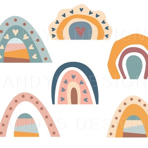 Boho Rainbow Clip Art and Wallpaper, Downloadable Paper - Etsy