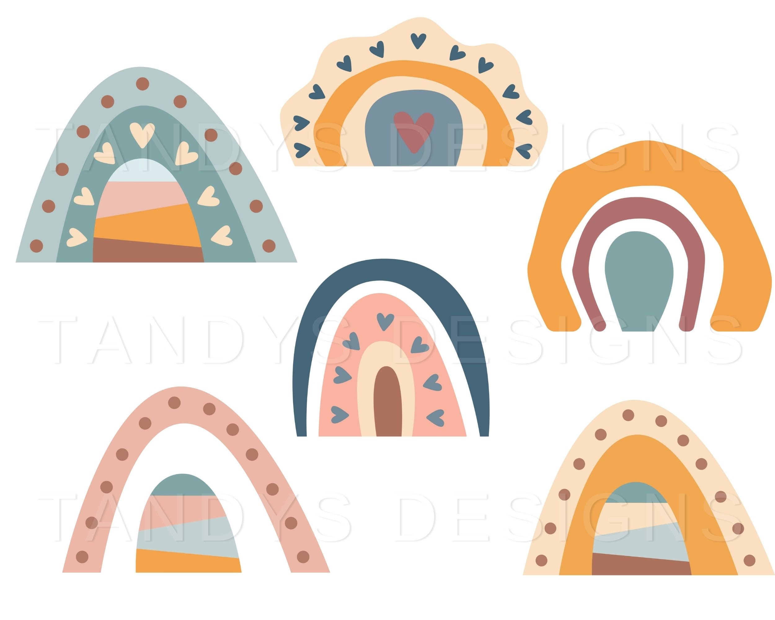 Boho Rainbow Clip Art and Wallpaper Downloadable Paper - Etsy