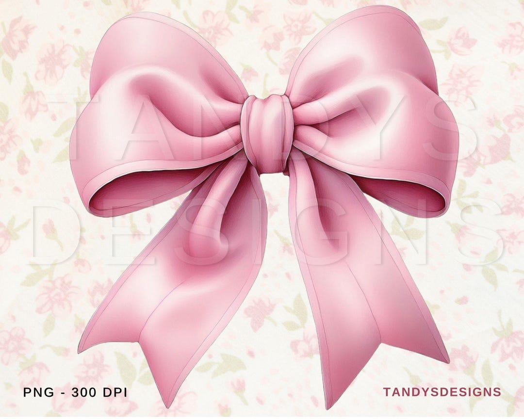 Soft Pink Bow PNG Digital Print for Scrapbooking, Invitations, Tumblers ...