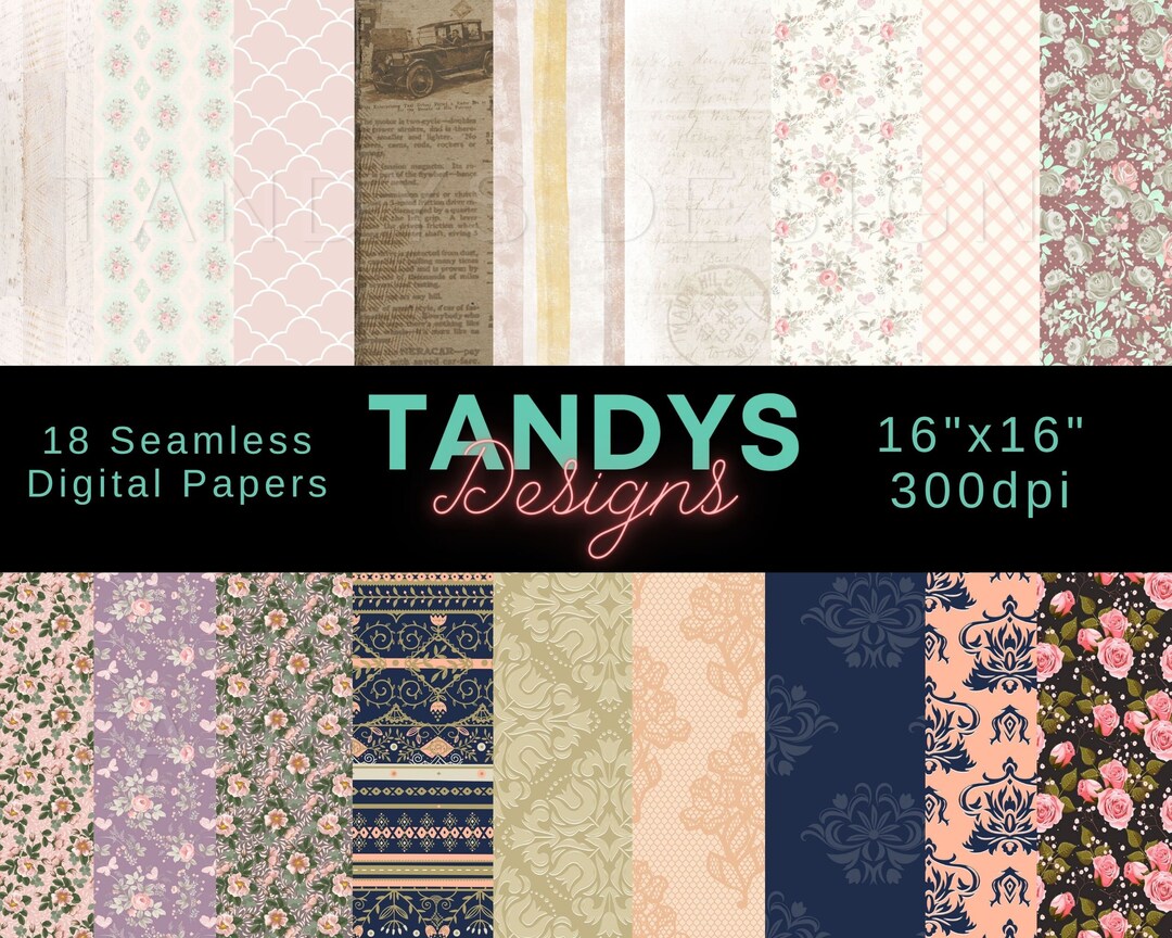 Vintage Digital Paper Collection: Elegant 300 DPI Designs for ...