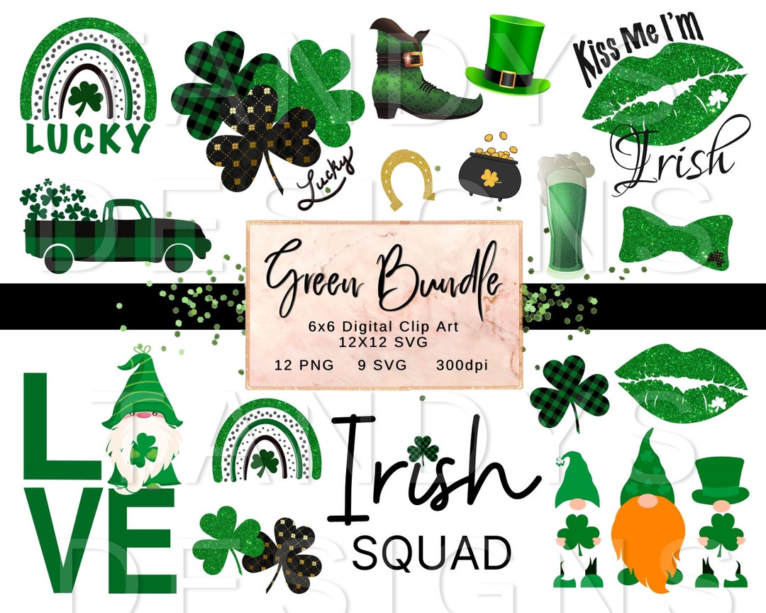 St Patrick's Day Digital Bundle: Clip Art, SVG, Glitter Graphics for ...