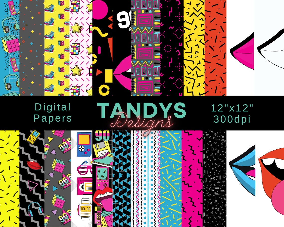 90's Digital Paper Scrapbooking Wallpaper 90s Retro - Etsy
