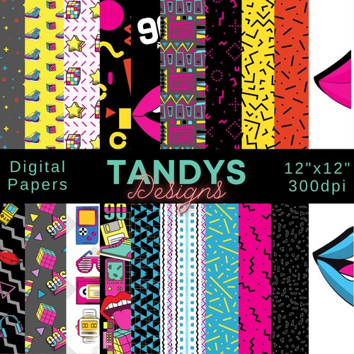 90's Digital Paper Scrapbooking Wallpaper 90s Retro - Etsy