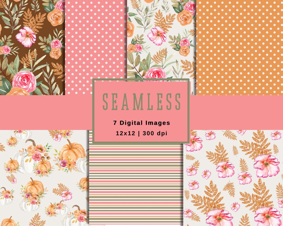 Autumn Seamless Digital Wallpaper Pumpkin Downloadable Paper - Etsy