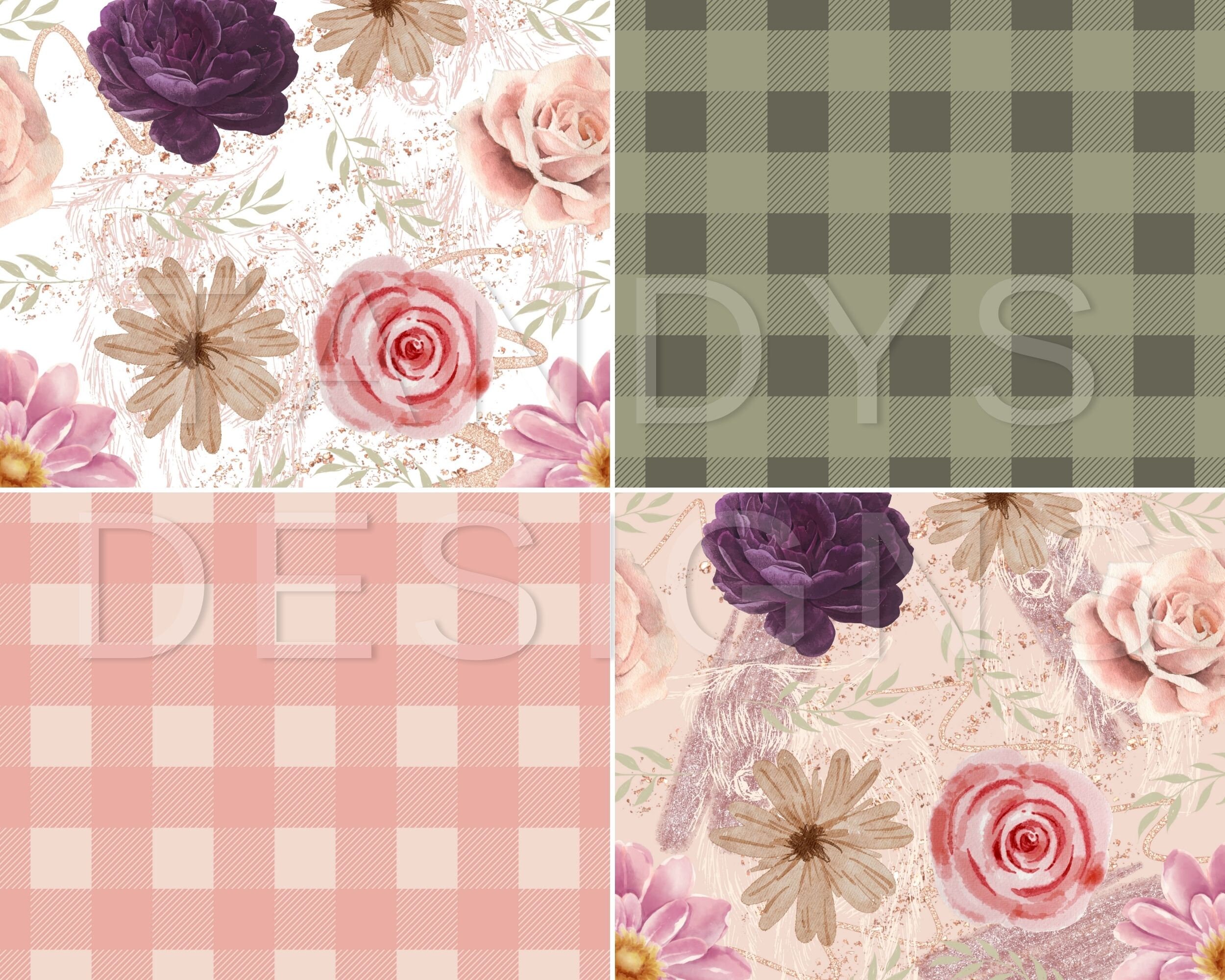 Cows and Flowers Digital Wallpaper, Pink Flowers, Highland Cow, Country ...