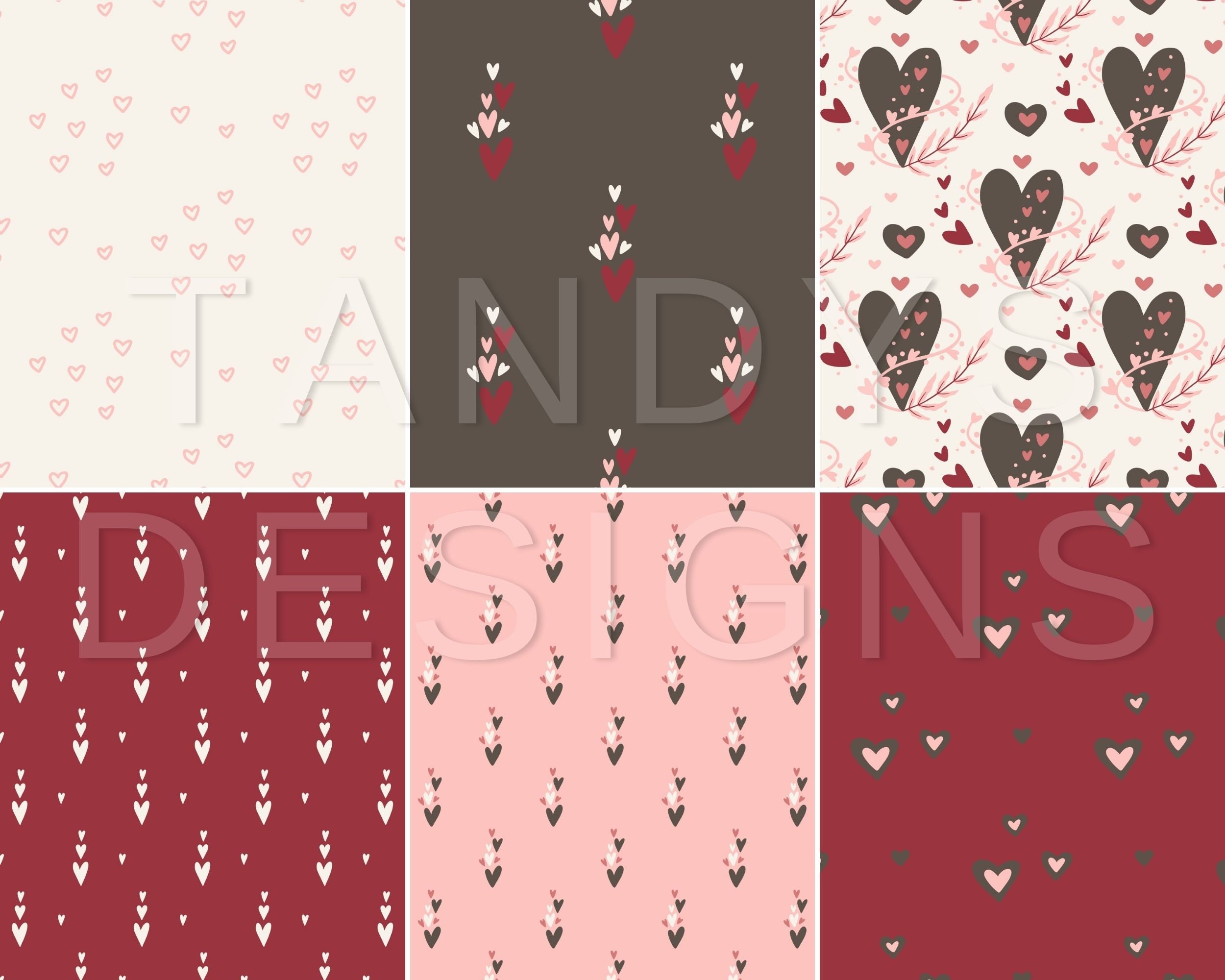 Bohemian Valentine's Day Digital Wallpaper: Seamless Heart Pattern for ...