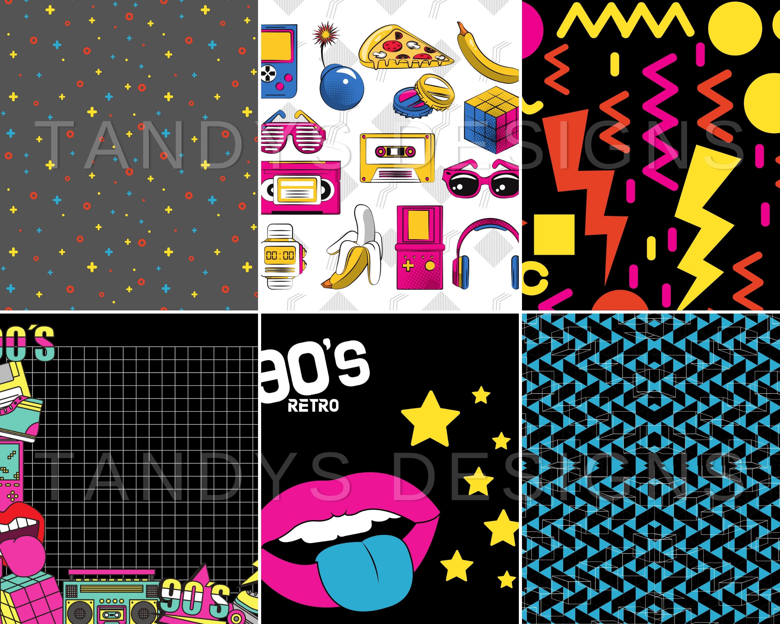 90's Digital Paper Scrapbooking Wallpaper 90s Retro - Etsy