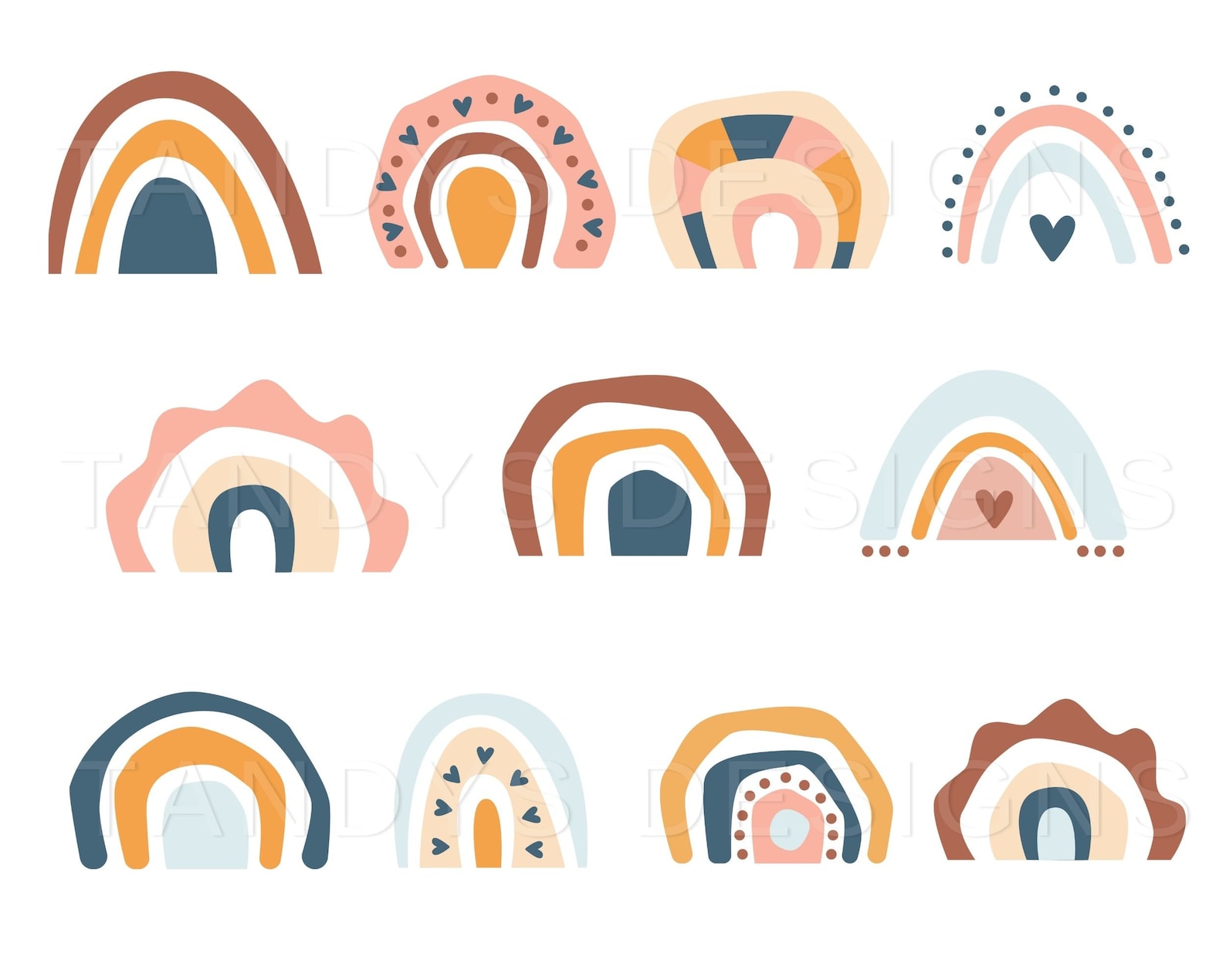 Boho Rainbow Clip Art and Wallpaper Downloadable Paper - Etsy