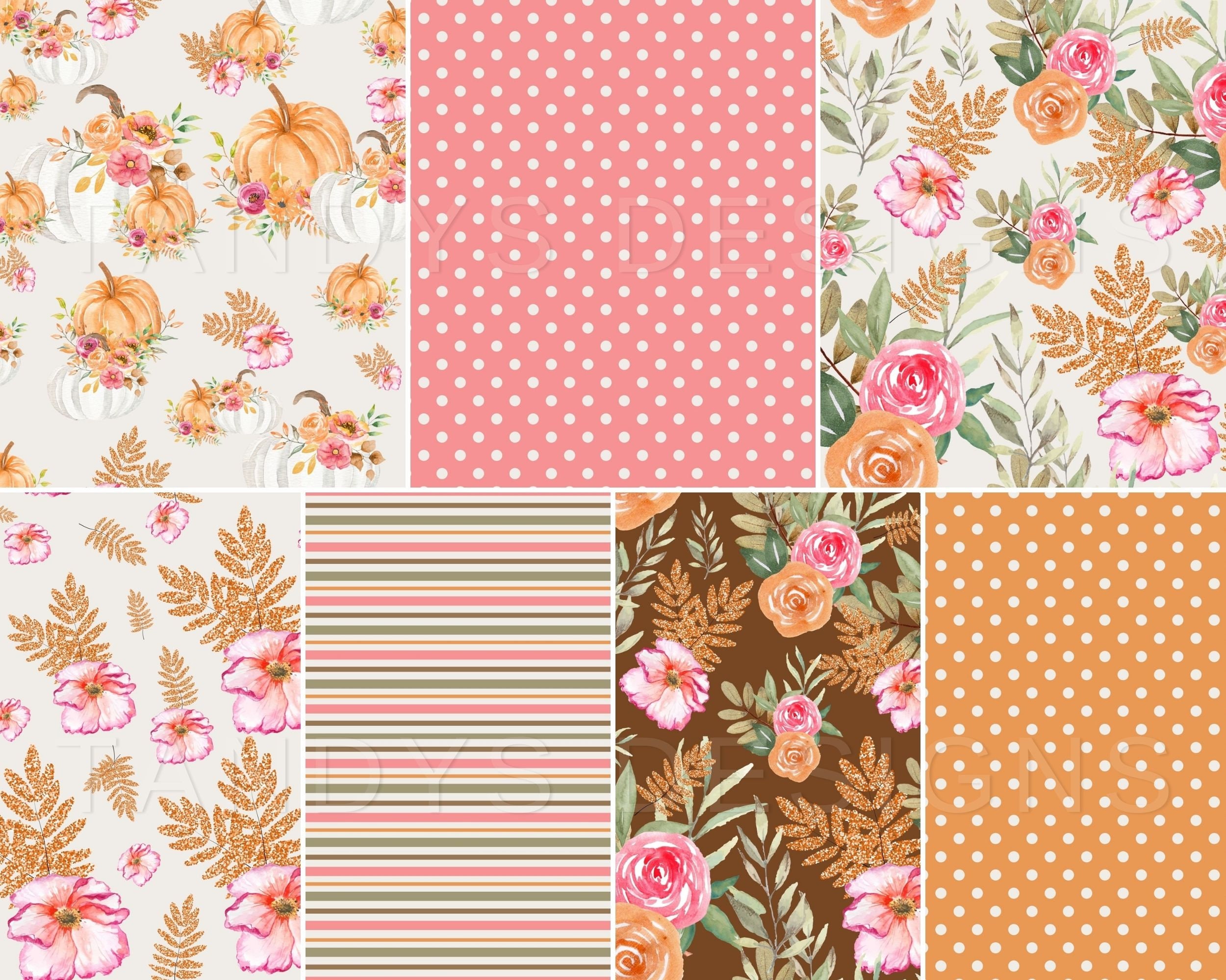 Autumn Seamless Digital Wallpaper Pumpkin Downloadable Paper - Etsy