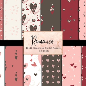Bohemian Valentine's Day Digital Wallpaper: Seamless Heart Pattern for ...