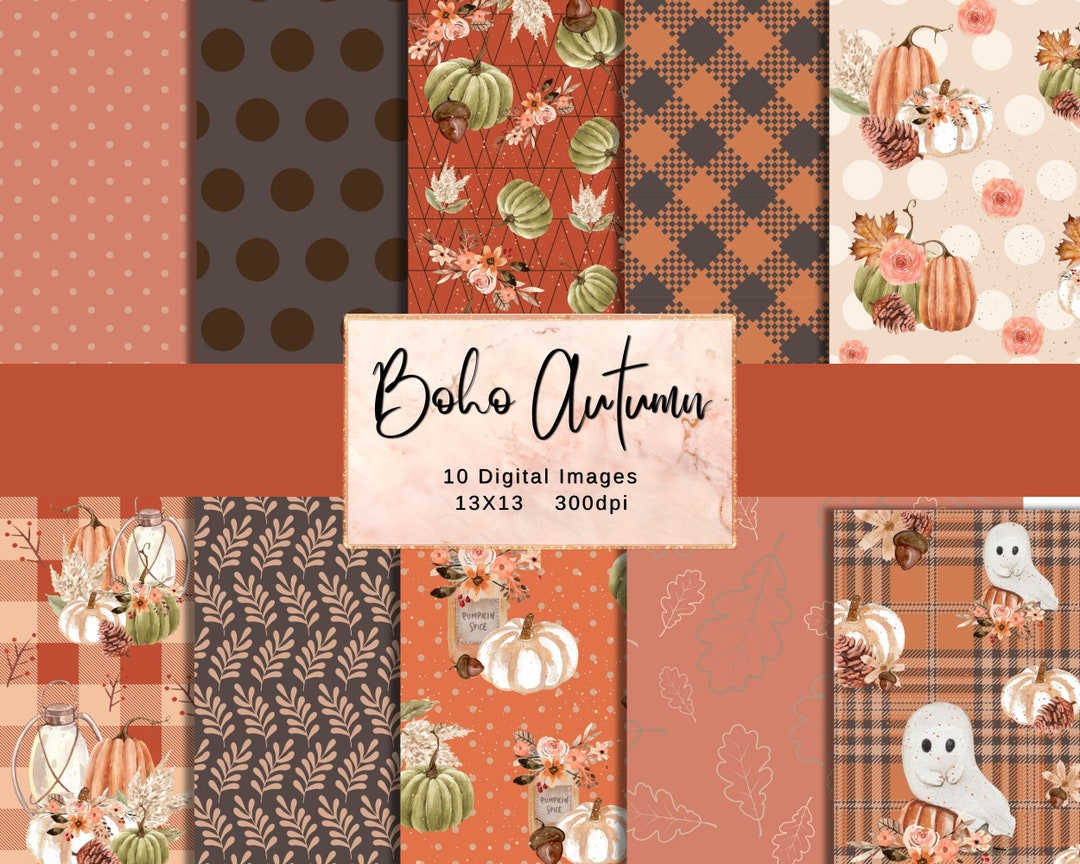 Fall Digital Paper, Autumn Wallpaper, Digital Download, Boho Fall - Etsy