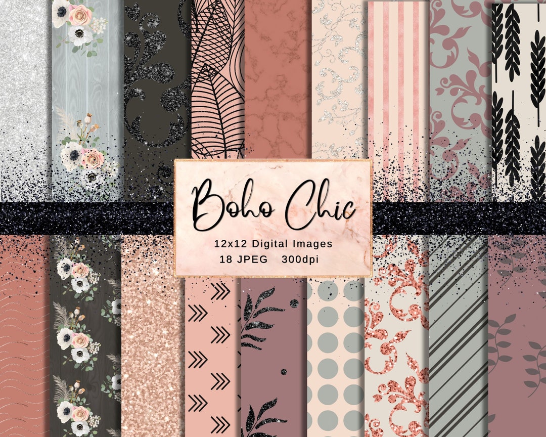 Boho Digital Paper Pack High Quality JPEG Designs, Instant Downloadable ...