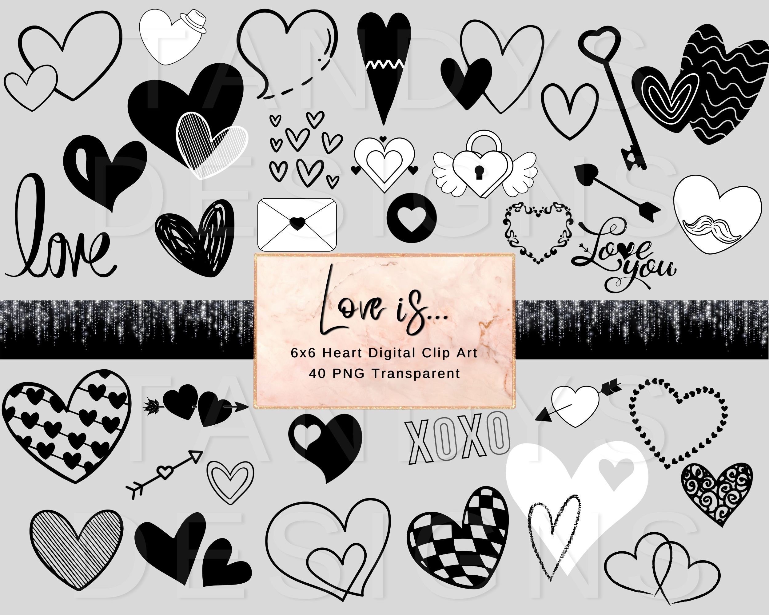 Valentine Hearts Clip Art Black And White