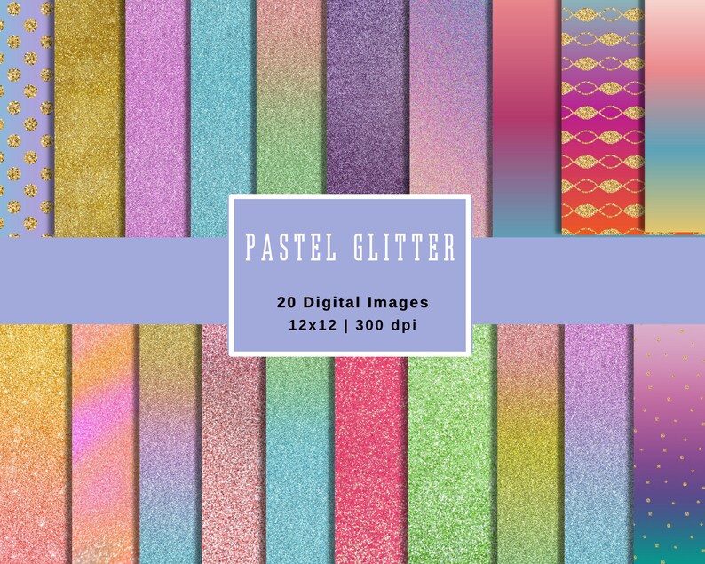 Pastel Glitter Digital Wallpaper Designs - Instant Download for ...