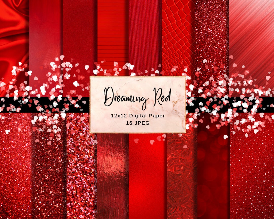 Vibrant Red Glitter Digital Paper Set: 12x12 JPEG Designs for ...