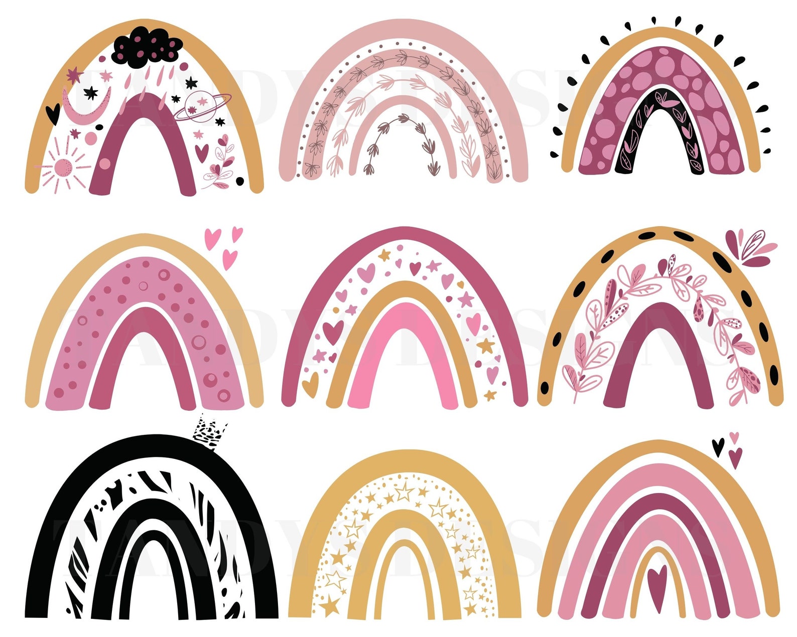 Digital Purple Rainbow Clip Art - Etsy