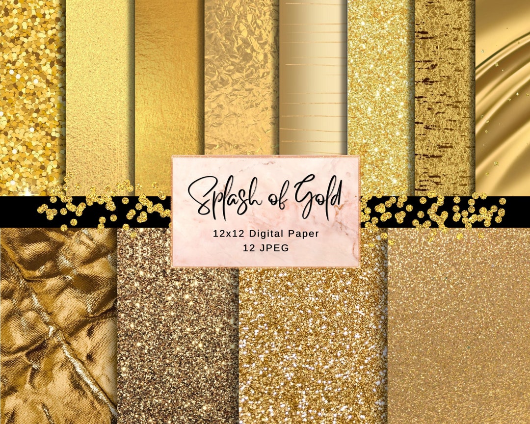 Unique Gold Glitter Digital Paper Bundle - Instant Download, High ...