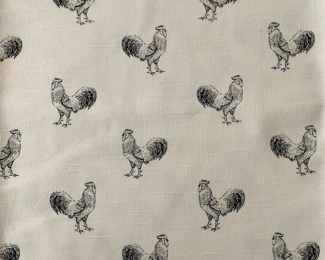 Vintage French Country Rooster Fabric - 2 Yards Thick Cotton for ...
