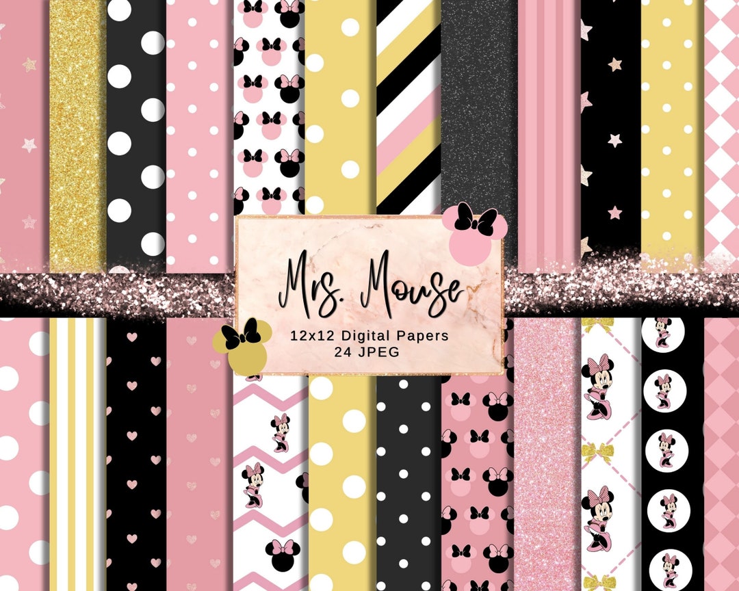 Mrs. Mouse Digital Wallpaper, Minnie Downloadable Backgrounds, Digital ...