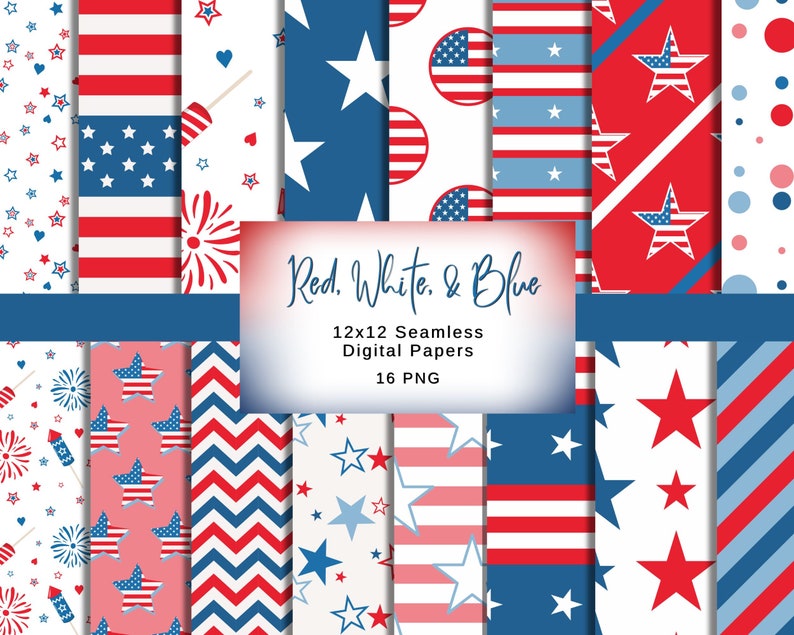 Red White & Blue Digital Wallpaper, Stars and Stripes, America - Etsy