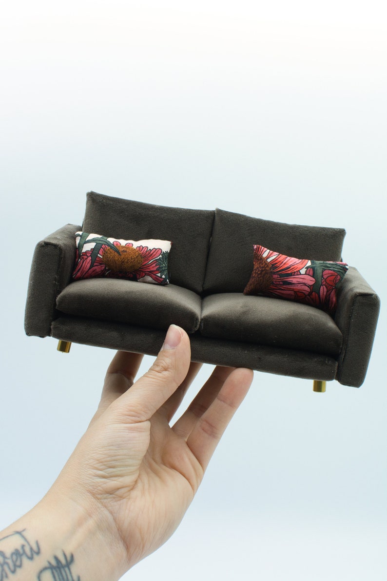 Miniature Sofa, Dollhouse Velvet Sofa, Handmade Miniature Sofa ...