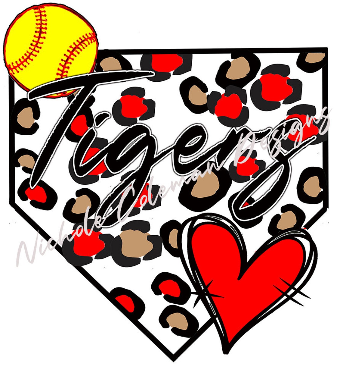 Tiger Softball Leopard Sublimation Design. PNG & JPG Downlaod - Etsy