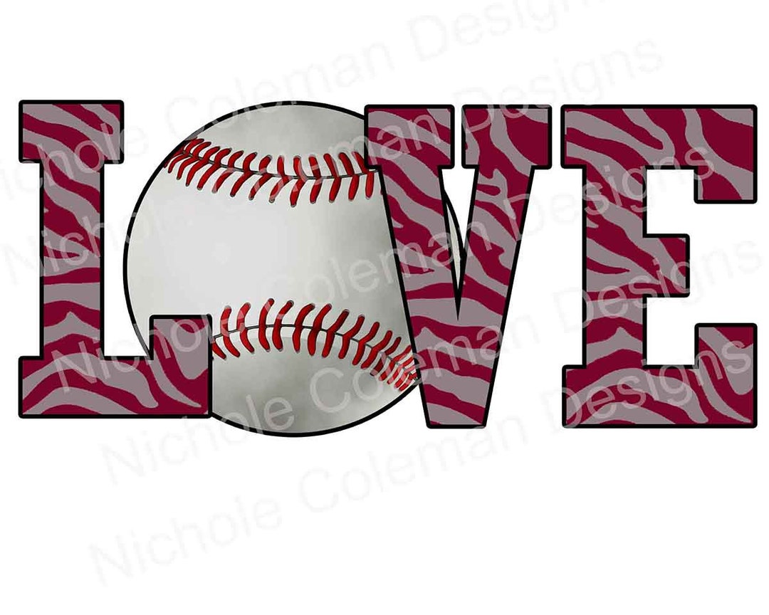 Love Baseball Maroon and Gray - Etsy