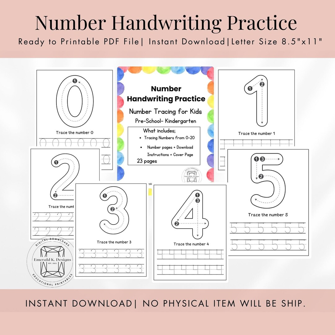 Number Tracing Worksheet for Kids Printable, Fun Educational Activity ...