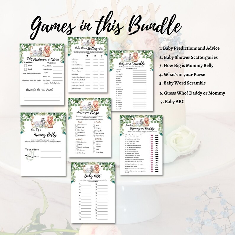 Virtual Safari Baby Shower Games Bundle Jungle Shower - Etsy