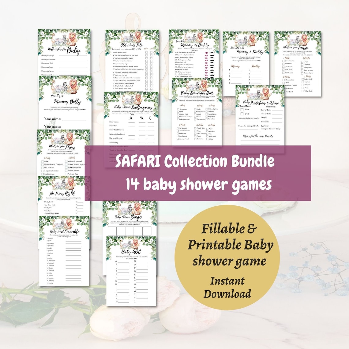 Virtual Safari Baby Shower Games Bundle Jungle Shower - Etsy