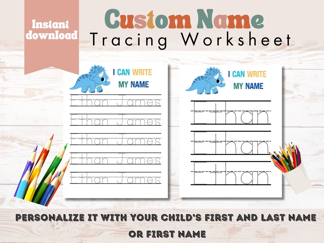 Custom Name Tracing Handwriting Practice Worksheet, Tracing Name Page ...