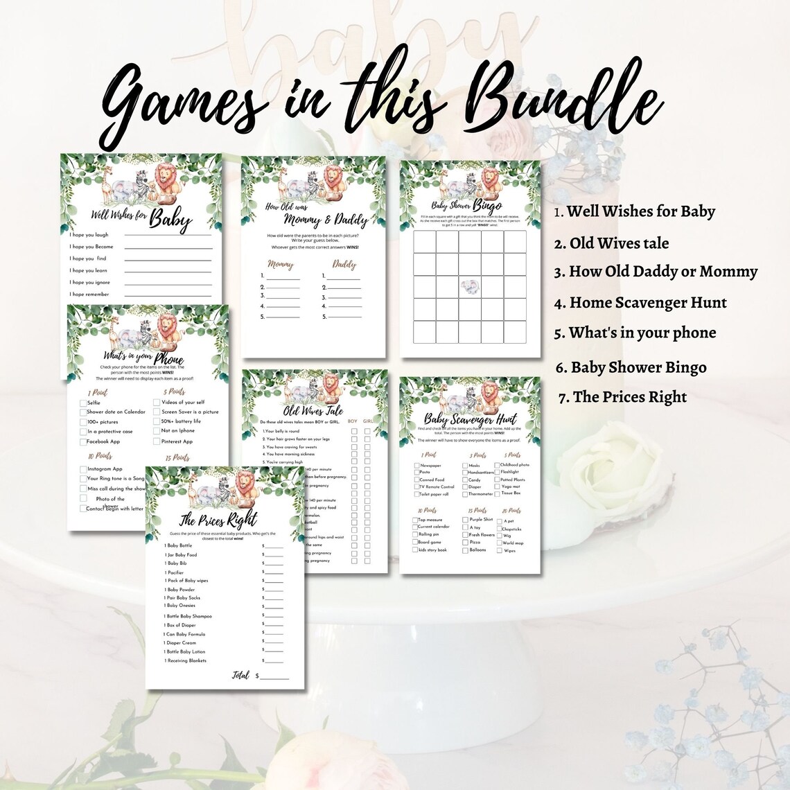 Virtual Safari Baby Shower Games Bundle Jungle Shower - Etsy