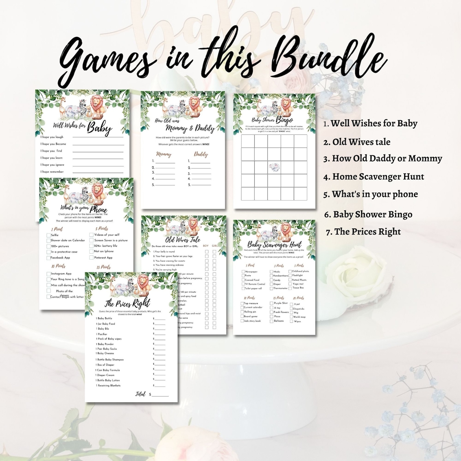 Virtual Safari Baby Shower Games Bundle Jungle Shower - Etsy