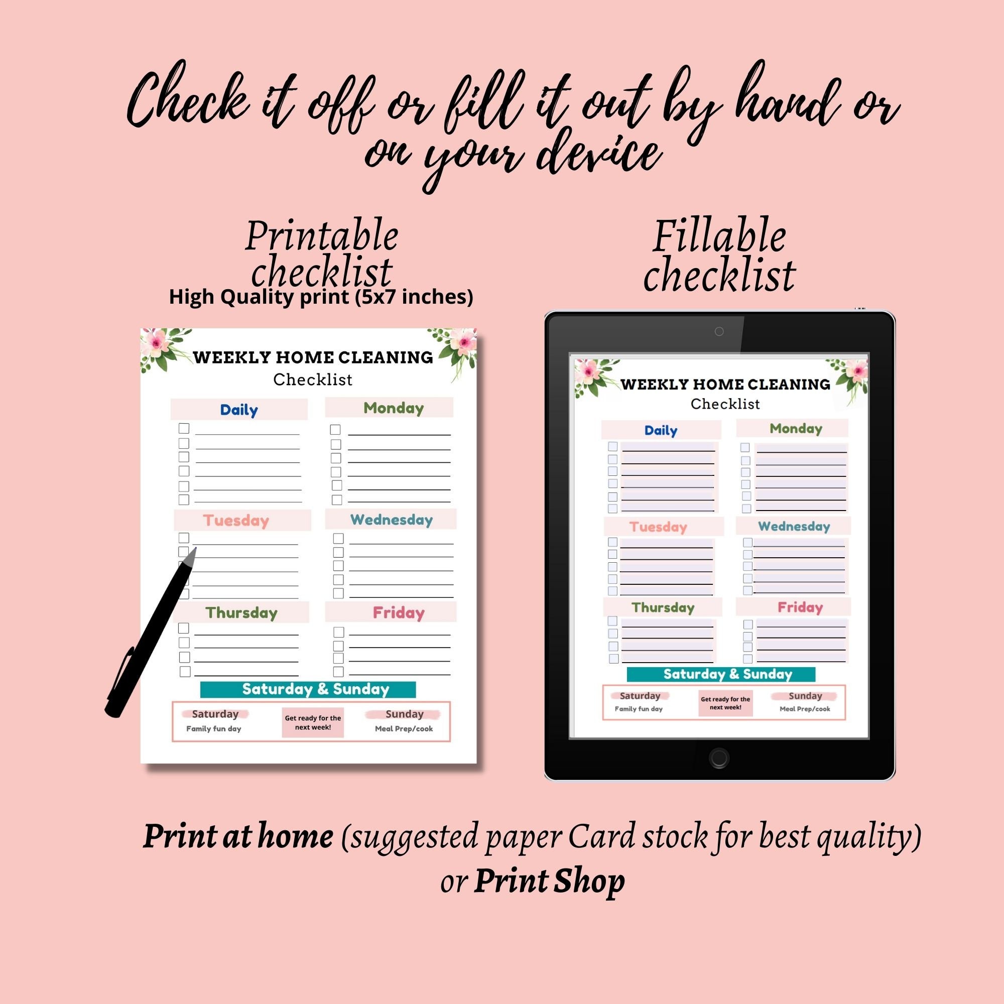 Printable and Fillable Cleaning Schedule Cleaning Planner - Etsy