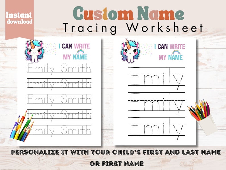 Custom Name Tracing Worksheet, Handwriting Practice Printable PDF ...