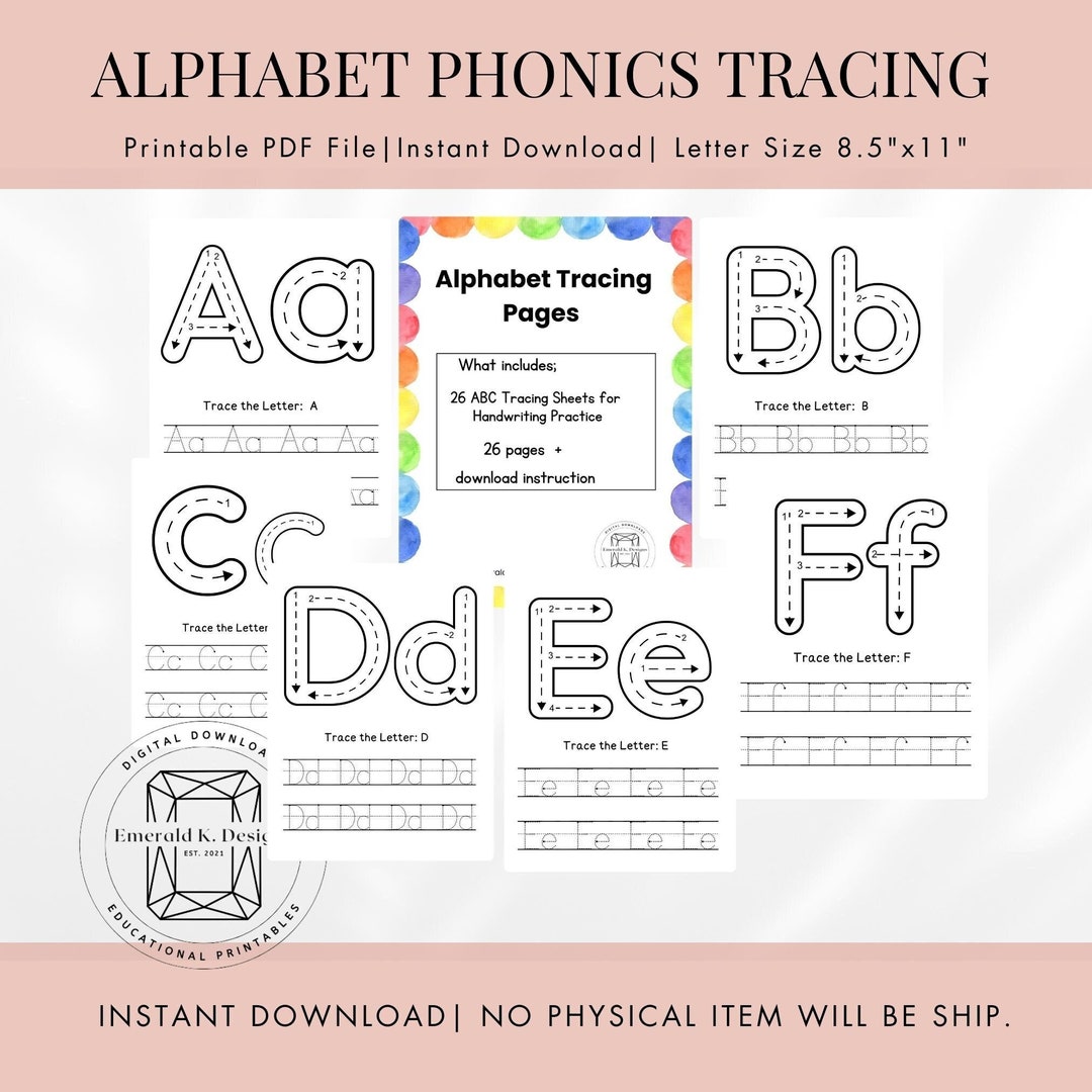 Alphabet Tracing Handwriting Practice Worksheet,toddler ABC Letter ...
