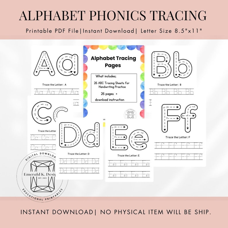 Alphabet Tracing Handwriting Practice Worksheet,toddler ABC Letter ...